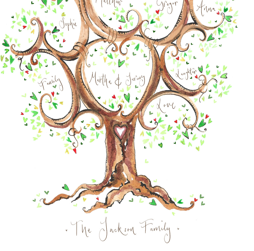 Beautiful green family tree – The Illustrated Tree Co